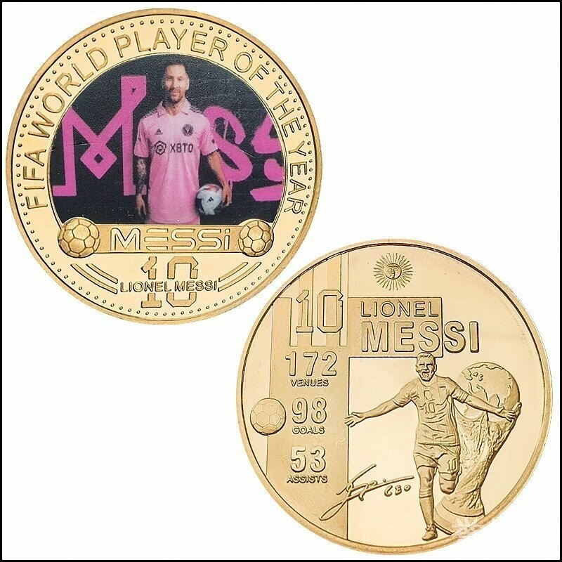 5 шт. памятная монета Месси , Подарочные коробки, наборы