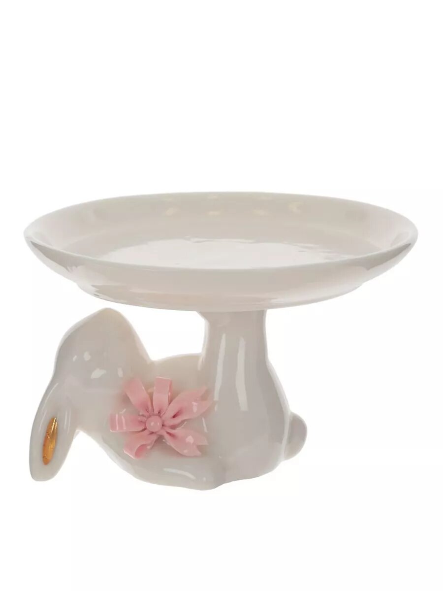 Тортовница пасхальная Remecoclub Заяц, фарфоровая