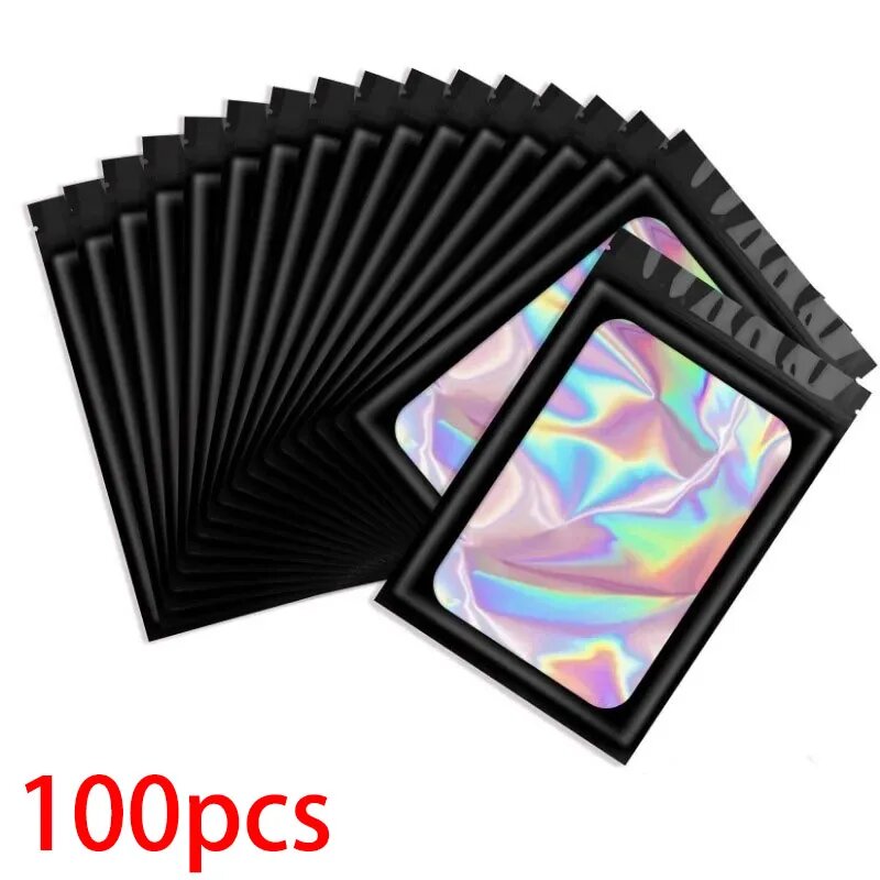 Черные пакеты с замком 9x12 см, 100 шт, A0370-black