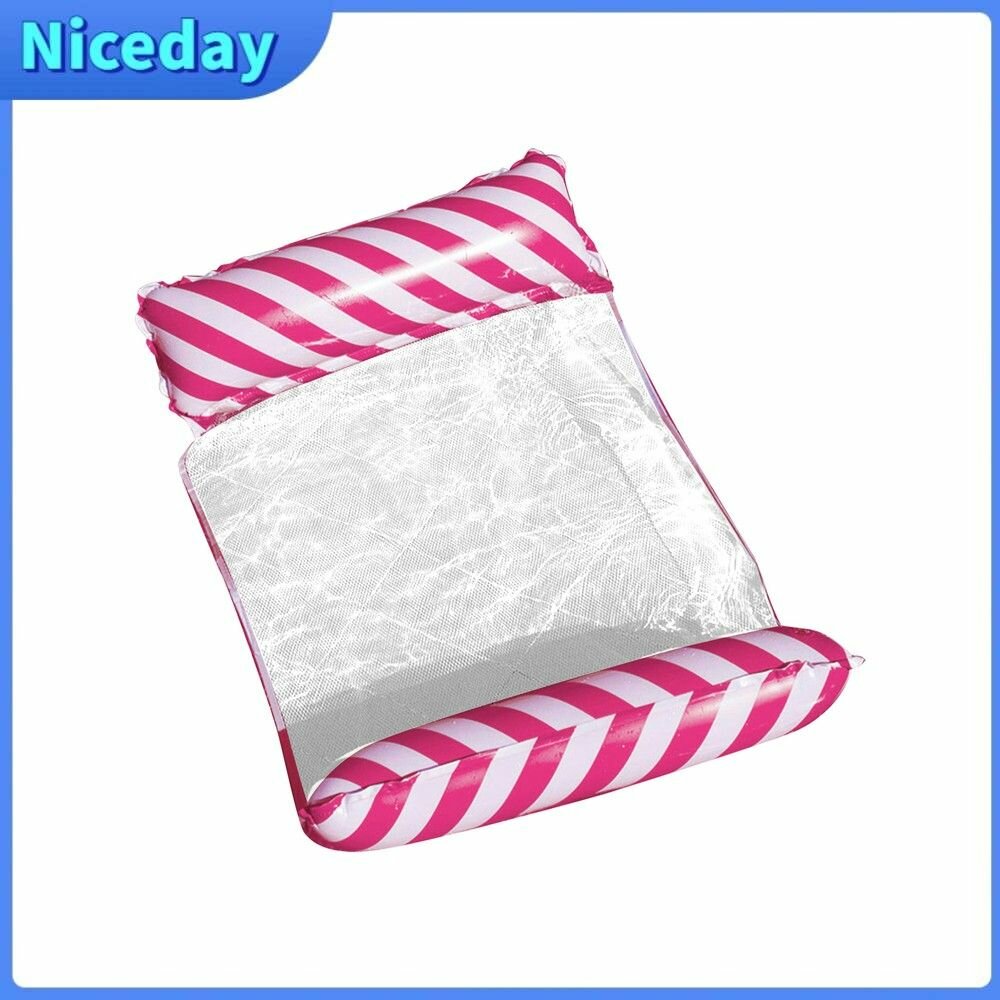 Надувной Гамак Для Взрослых с Диагональной Полосой и Сеткой Розово-Красного Цвета