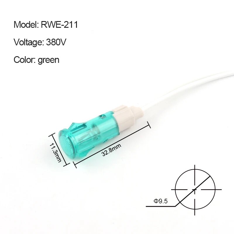 Сигнальная лампа RWE-211, 380V, зеленая, с проводом