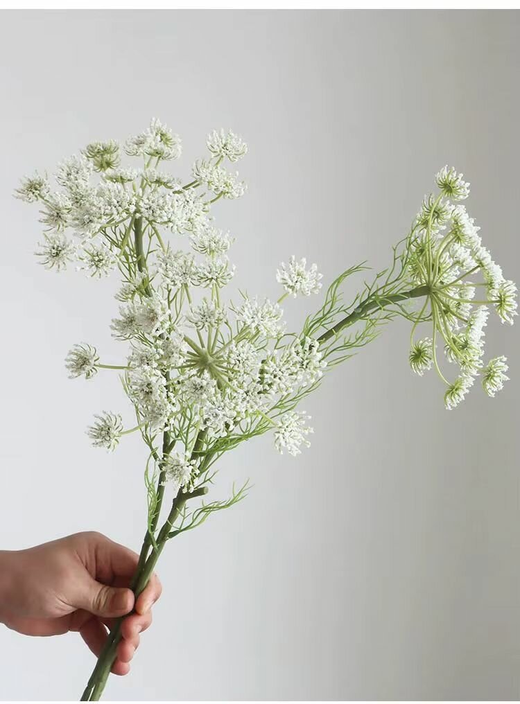 Искусственные цветы для декора флористические премиум Укроп цветущий белый 3 ветки 43 см