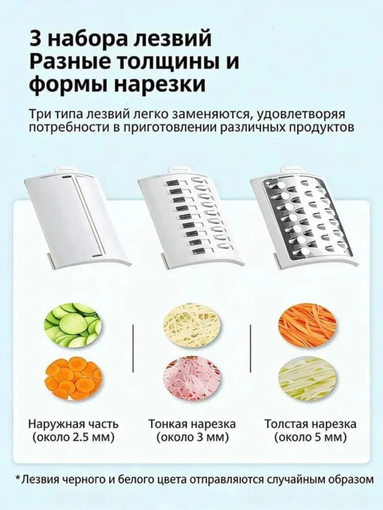 Фрукто-овощерезка кухонная машина для нарезки овощей, бесконтактное соединение, 3 набора разнообразных ножей — фото 1