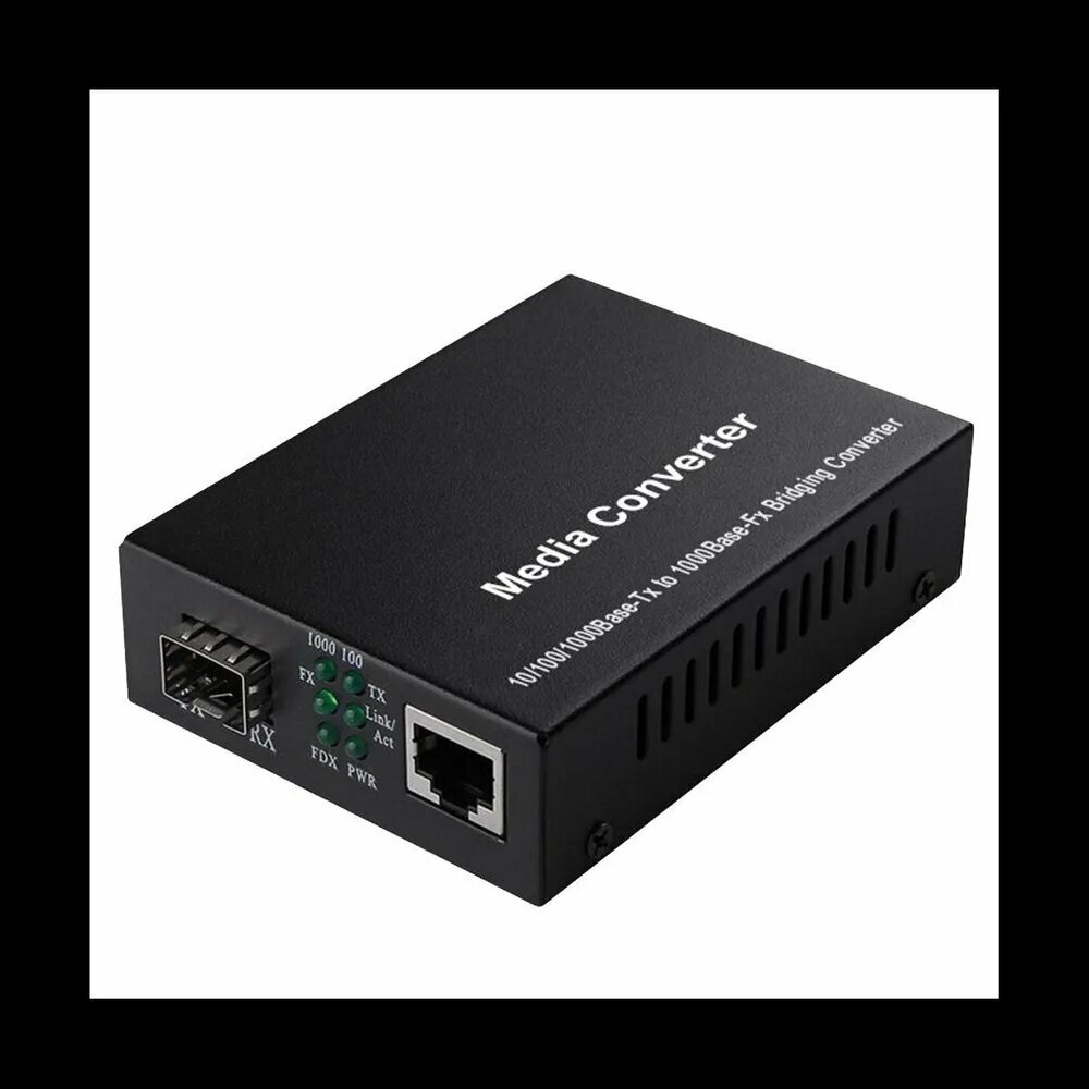 ( T R) Черный SFP Fiber Converter Metal 10/100/1000M Ethernet Transceiver, Совместимый С
