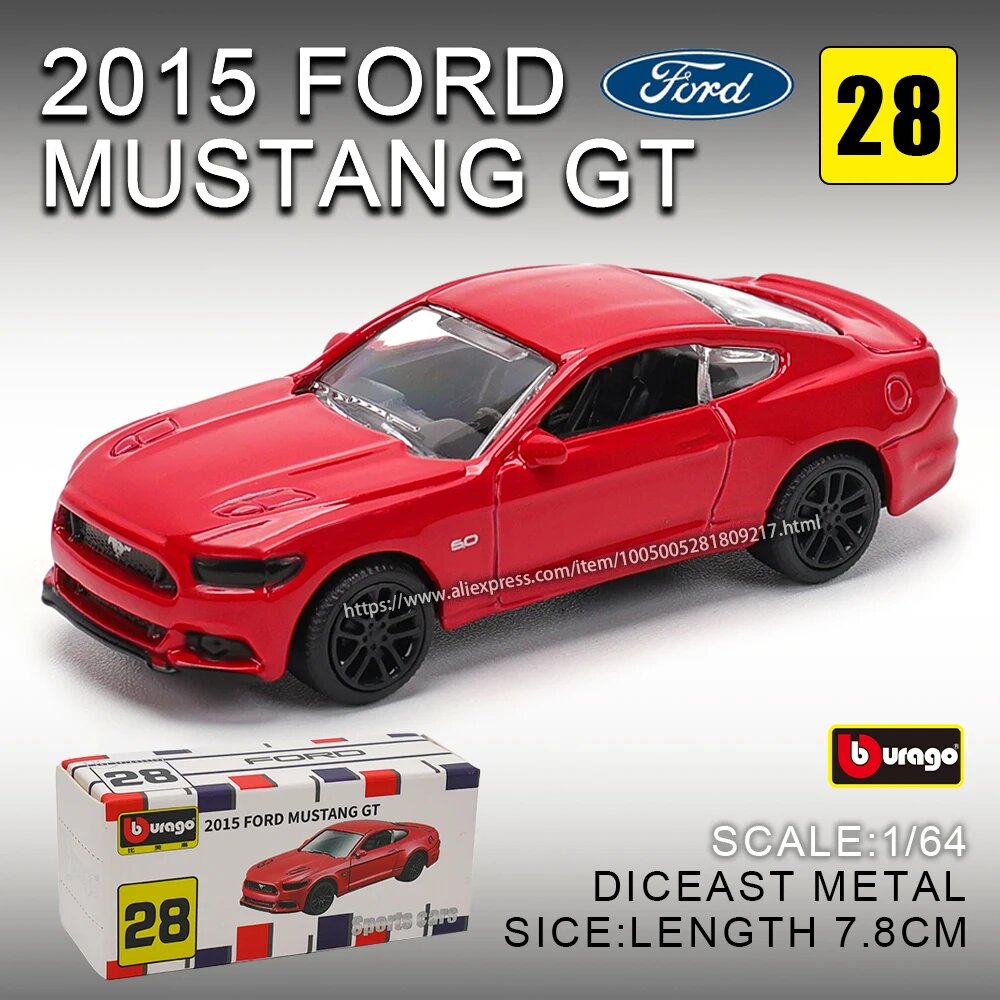 Коллекционная модель автомобиля Bburago 1:64 2015 Ford Mustang 28
