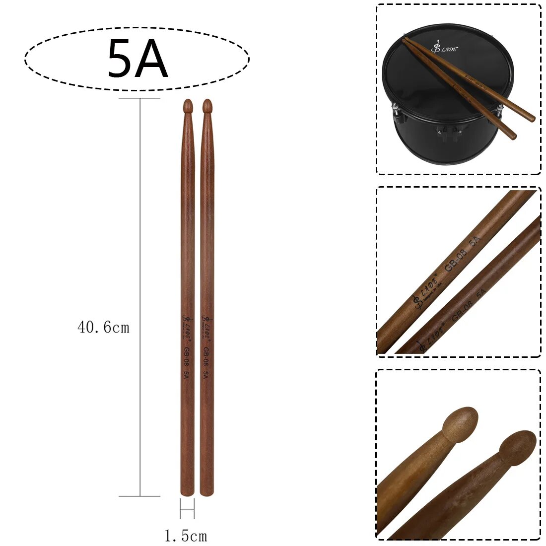 SLADE Барабанные палочки 5A, красное дерево, one Pair 5A