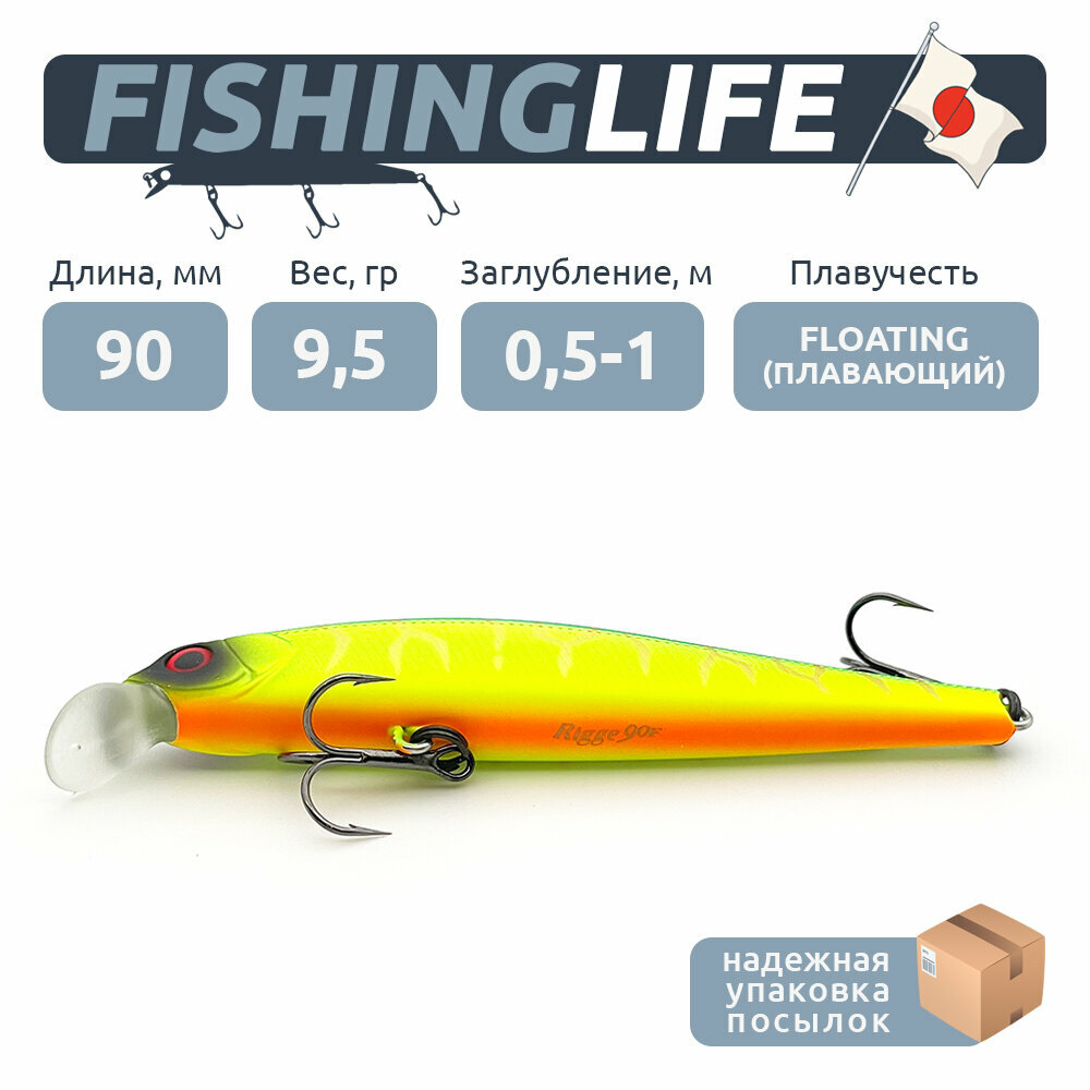 Воблер ZipBaits Rigge 90F (9.5гр, 90мм, плавающий) - #2002, на судака, щуку — фото 1