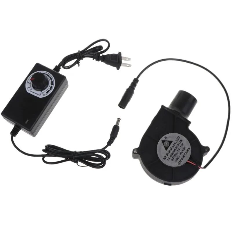 1 комплект воздуходувки 12V 7530 с выходом воздуха + блок питания, регулирующий скорость по стандарту США