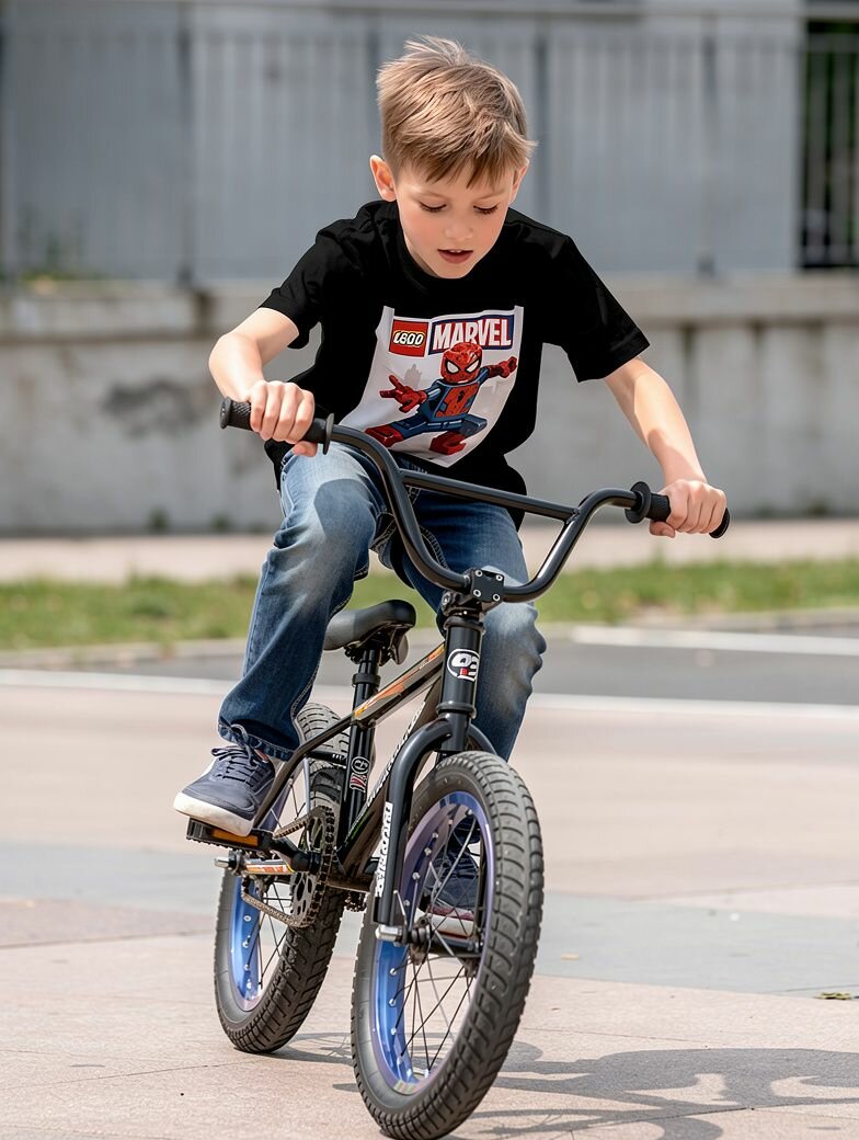 Футболка  KIDS_GAME_BLACK, размер 128, черный/красный — фото 1