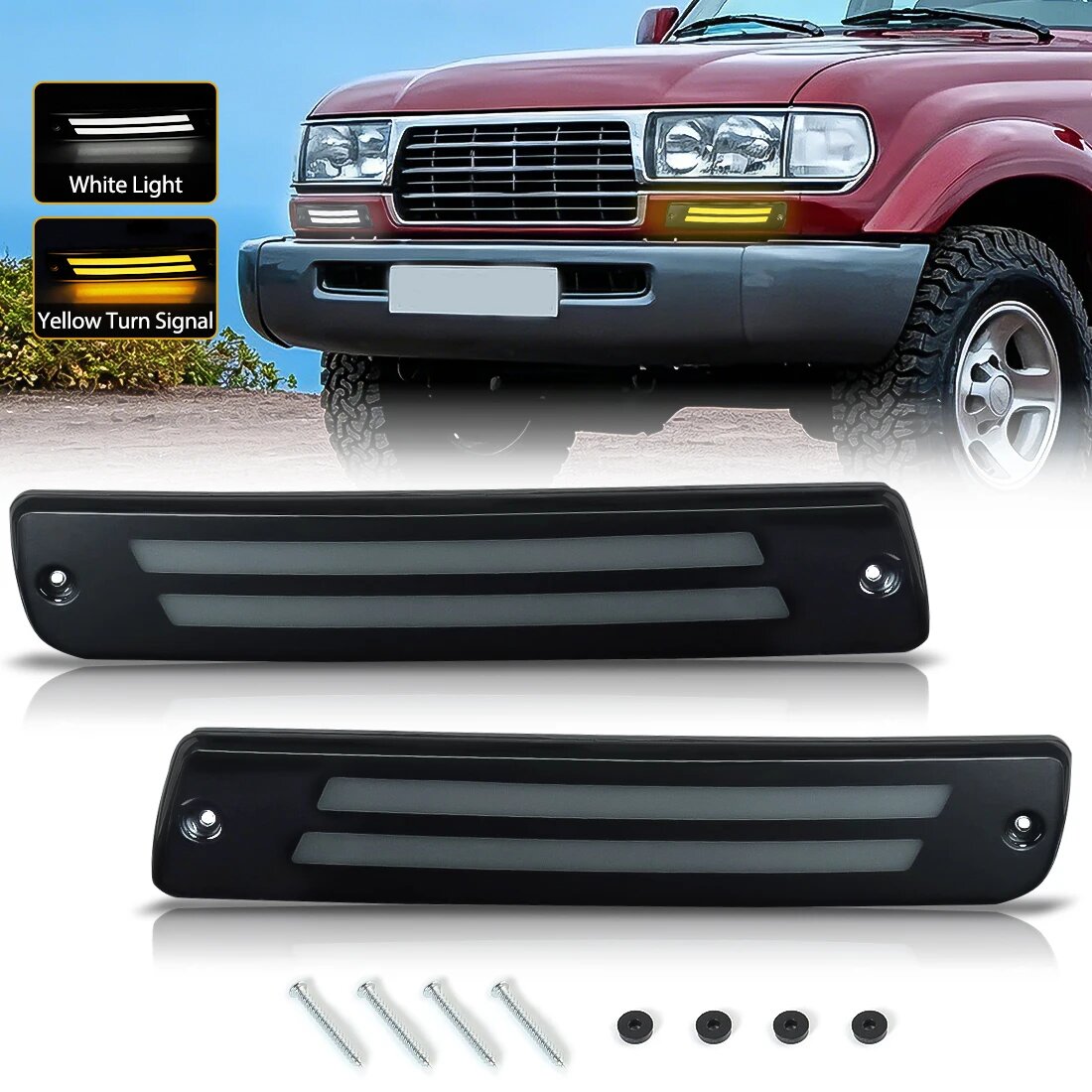 Светодиодные Дневные Ходовые Огни Для Toyota Land Cruiser 80 Series LC80 FJ80 FZJ80 White Yellow A