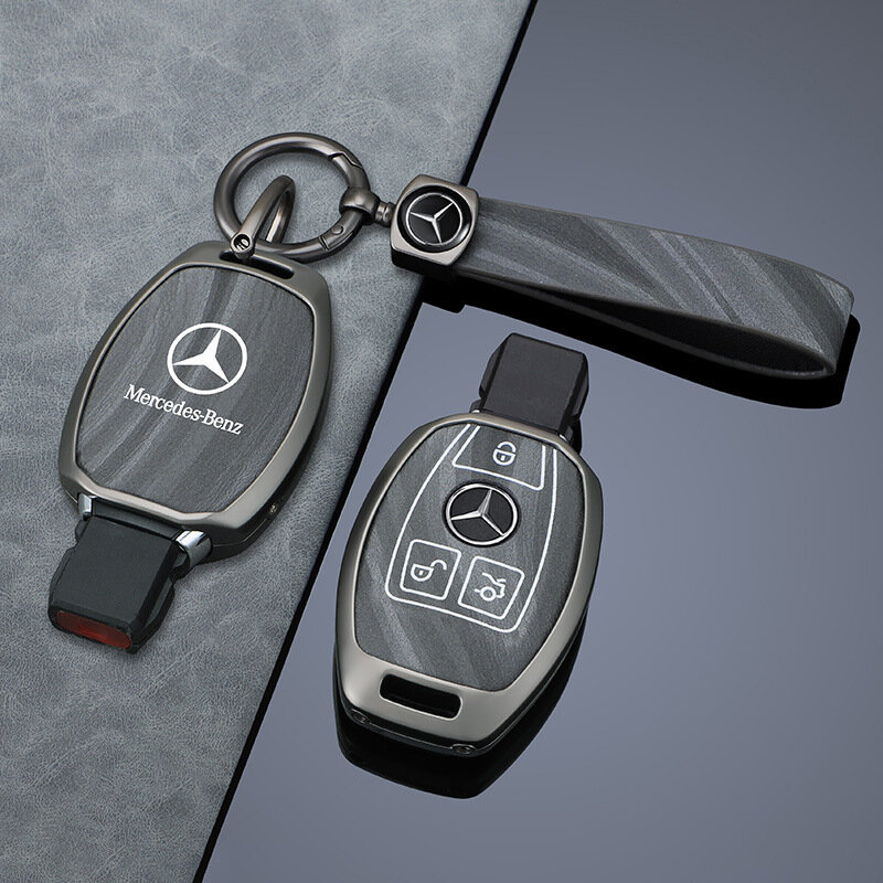 Чехол для ключа Mercedes Viano V260 2023 - Двухкнопочный металлический черный одиночный чехол для роскошного салона
