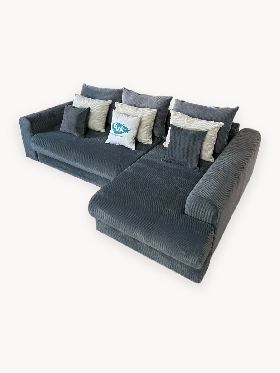 POOH Диван угловой Медисон Cilium Grafit, 263*178*90, еврокнижка с ящиком