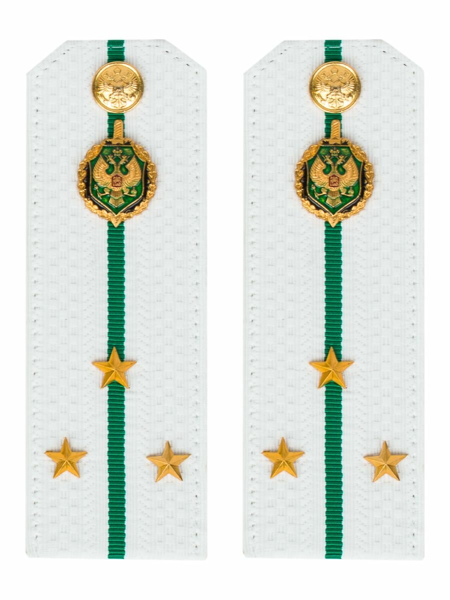 Погоны ПС ФСБ в сборе картон белые Старший Лейтенант 14х5см