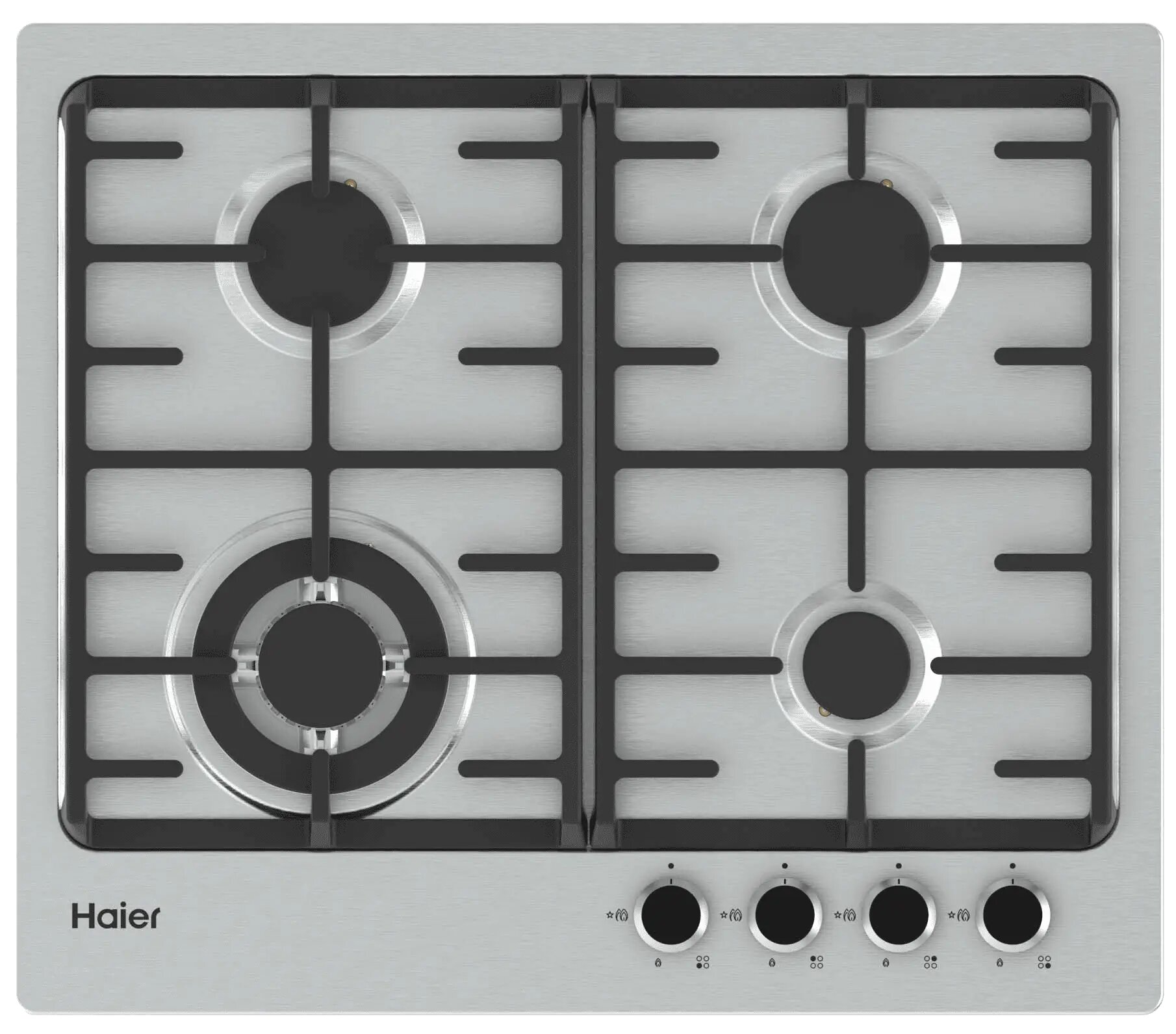 Варочная панель Haier HHX-M64CWFX, нержавеющая сталь, 4 газовые конфорки