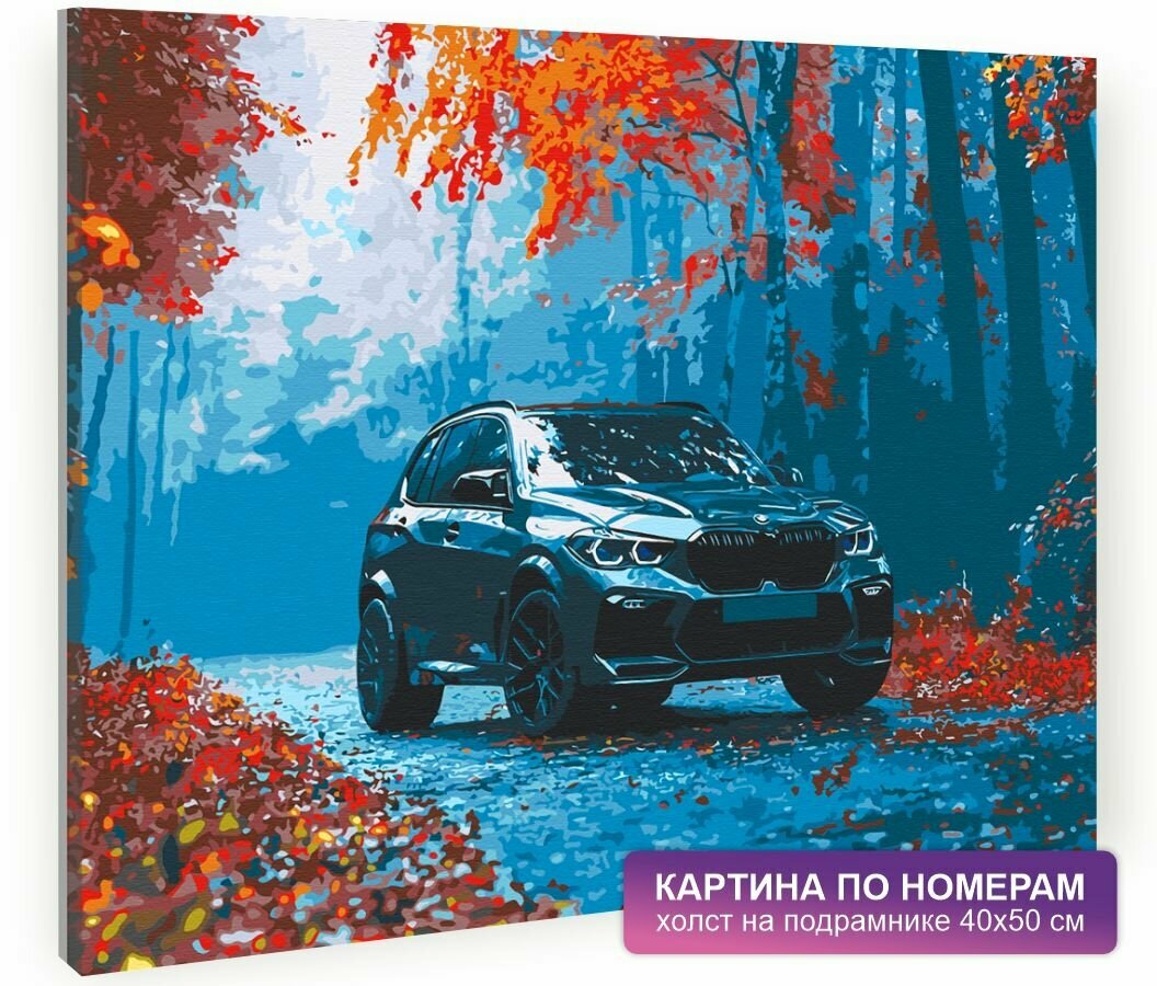 Картина по номерам на холсте с подрамником 40х50 см. Автомобиль, машина. "БМВ BMW X5", арт. 5635/