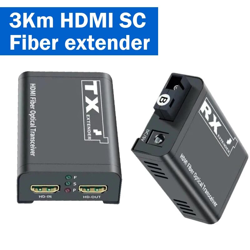 HDMI удлинитель оптоволоконный 3 км SC 1080P With EU Plug