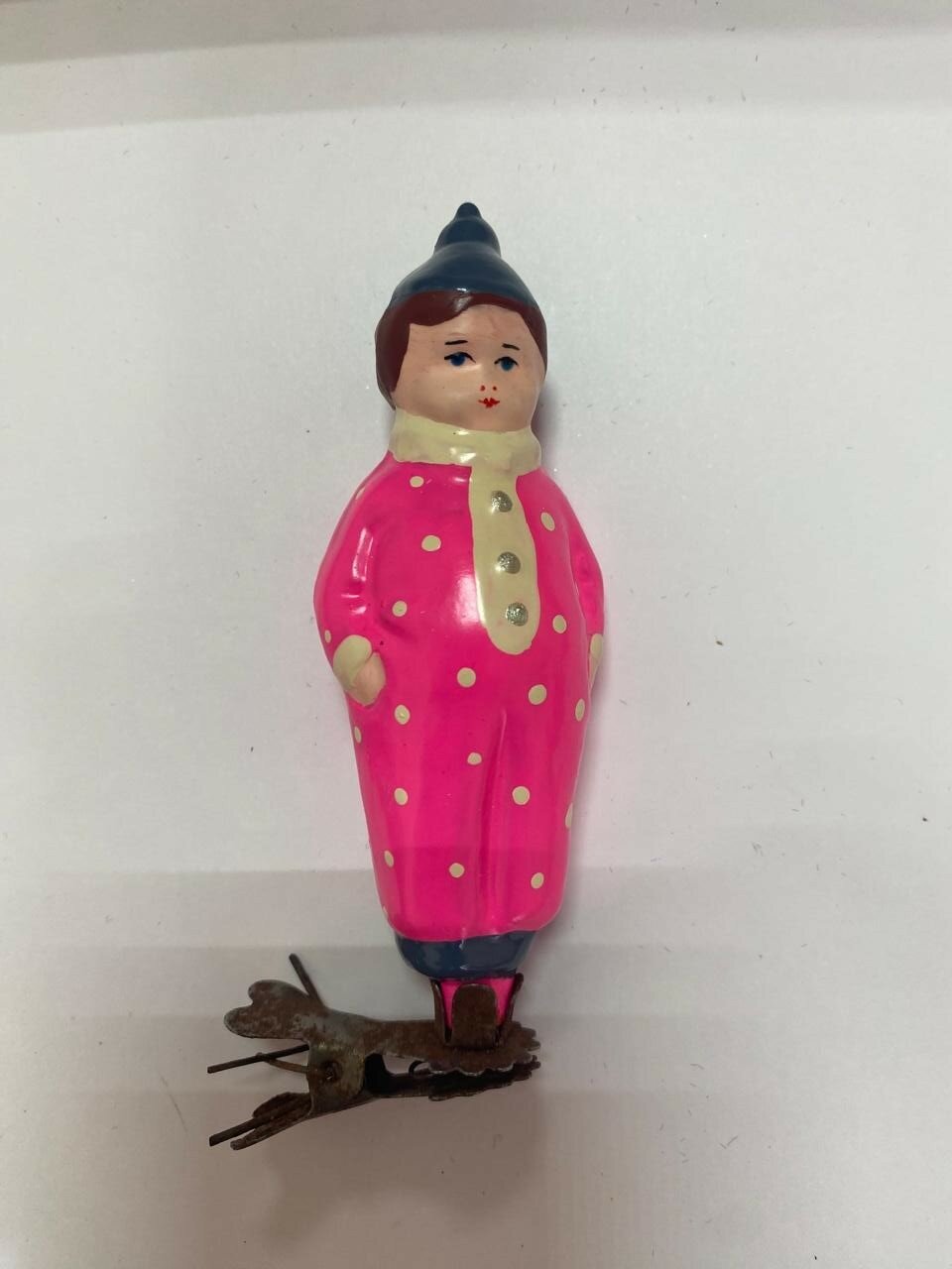 Игрушка на елку Ребенок в костюме клоуна Винтаж из СССР