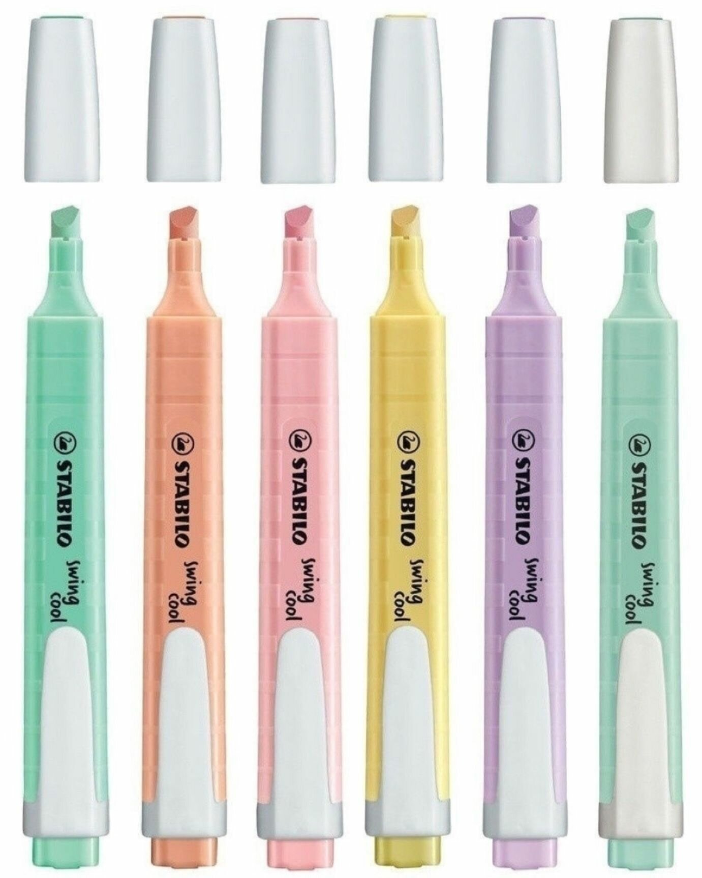 Набор 6 шт текстовыделителей STABILO swing cool Pastel пастельные оттенки 1-4 мм, 6 цветов