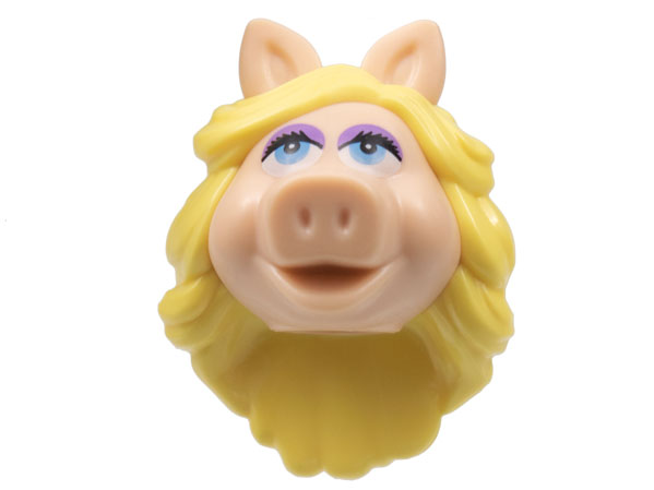 Minifigure, Head, Modified Muppet Miss Piggy with Bright Light Yellow Hair Pattern, 84860pb01 Light Nougat U