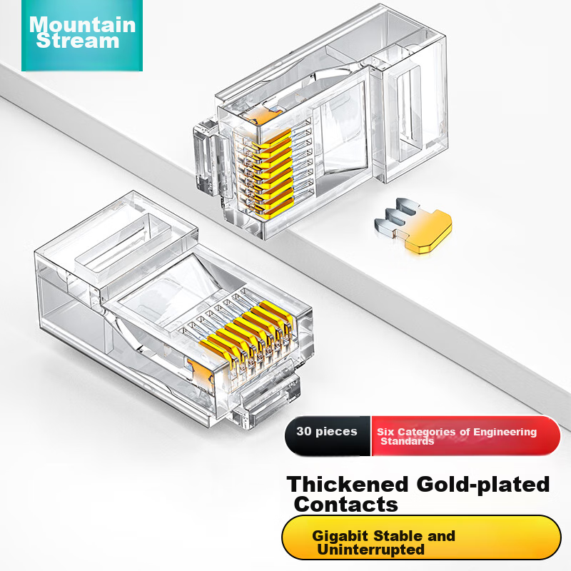 SAMZHE Cat6 Unshielded RJ45 Connectors, Category 6 Network Crystal Heads, 8P8C Computer Network Cable Connectors, Cat6 Crystal Heads, 30 Pieces, 630SJT