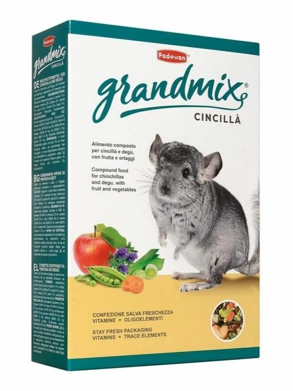 Padovan GRANDMIX Cincilla комплексный корм для шиншилл и дегу 850гр