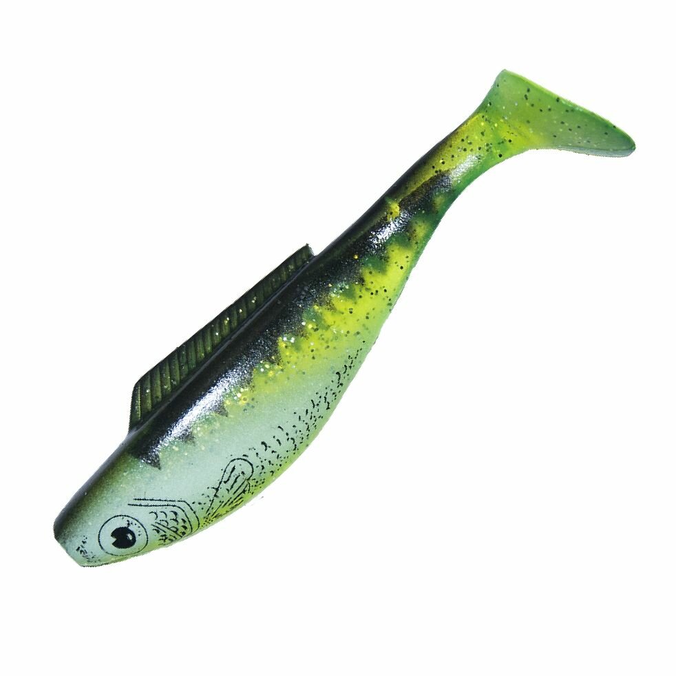 Силиконовая приманка на щуку, на судака, на окуня RUBICON Power Bait RIPPER-DRUCK, 100 мм, цвет 03 (5 шт) /мягкая съедобная резина для рыбалки