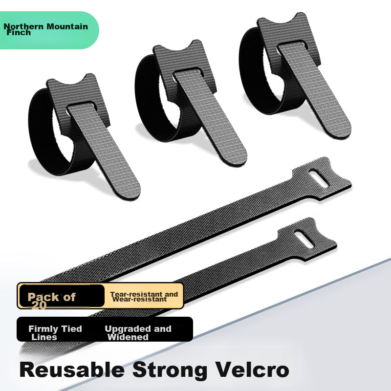 Beishanque Cable Organizer, Velcro Cable Ties, Cat Head Wire Management And Organization Cable Wrap, Adhesive Data Cable And Power Cord Organizer, 20 Pieces, Black, KC03