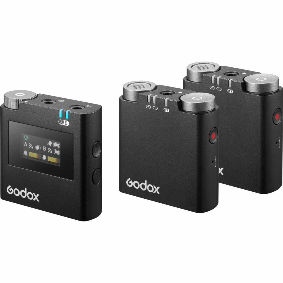 Петличная радиосистема Godox Virso M2, Ветрозащита, Встроенный ЦАП, Крепление на одежду