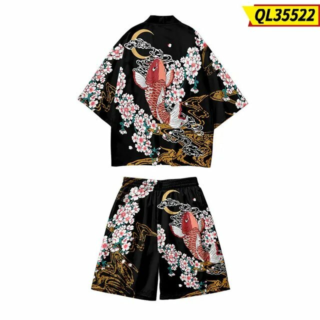 Мужской костюм с карпом и цветами, XXL, tz-425