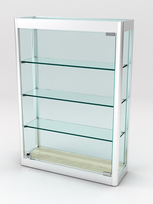 Витрина из профиля настенная "вайб ИКС" №2-3П-С-170 (задняя стенка Cтекло), Дуб Сонома