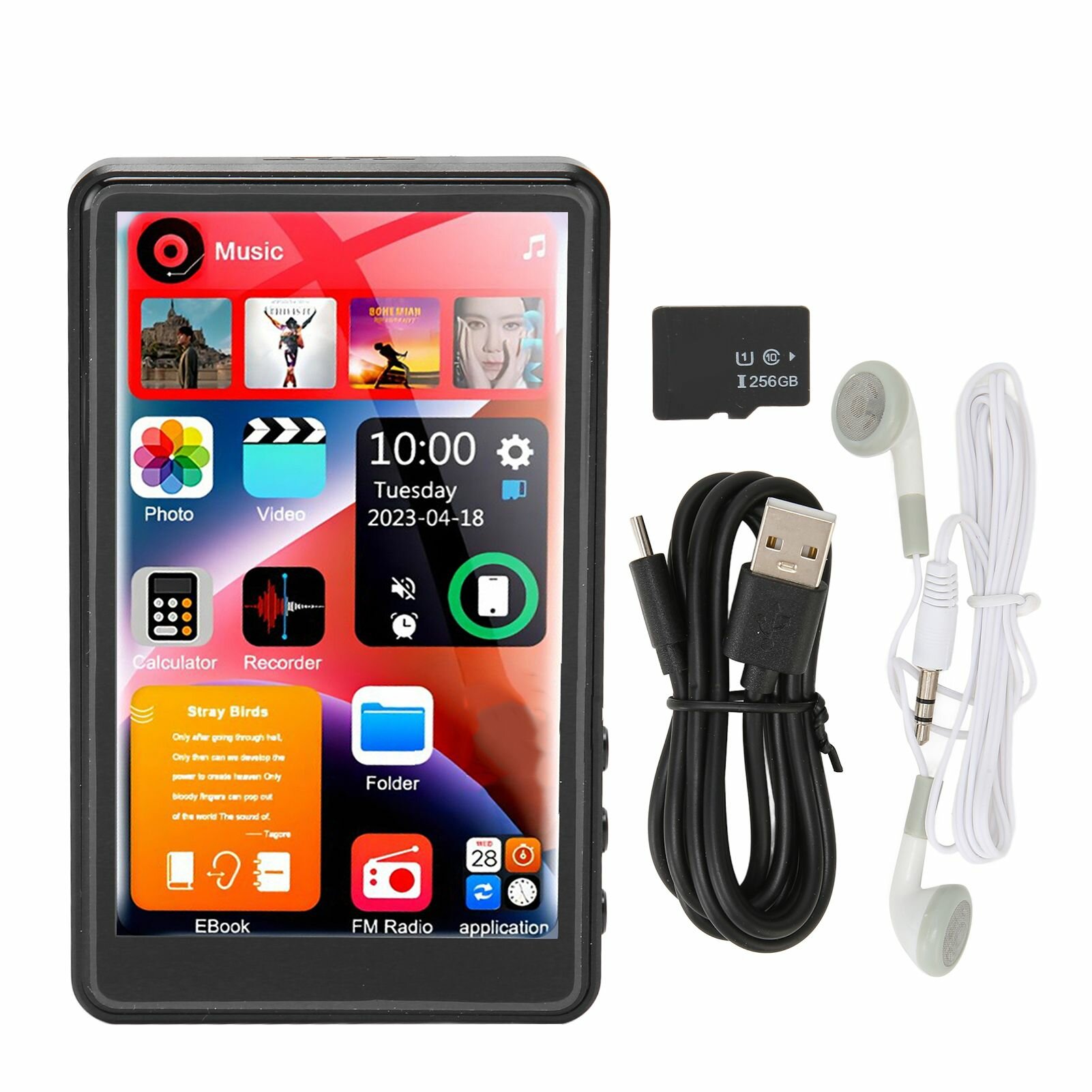 4" MP3-плеер, сенсорный HD-экран, шумоподавление, запись, FM, Bluetooth, 16/256 ГБ