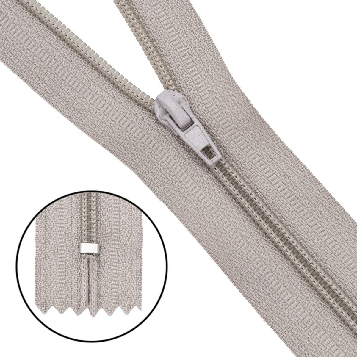 Молния неразъемная брючная Т4 20см, автомат (S032 светло-серый), 10 шт