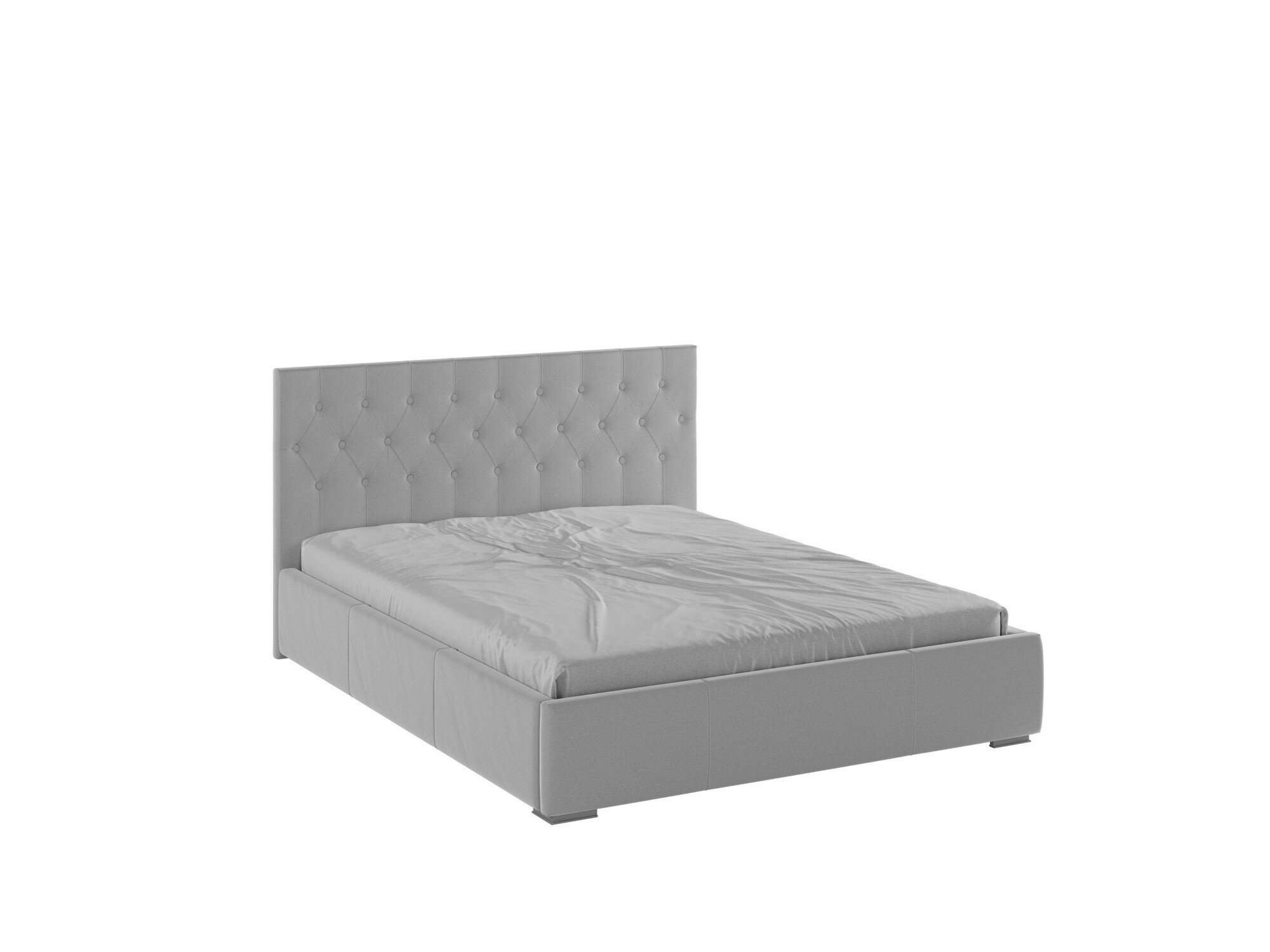 Кровать интерьерная, велюр 160, велюр светло-серый ромб, ортопедическое основание