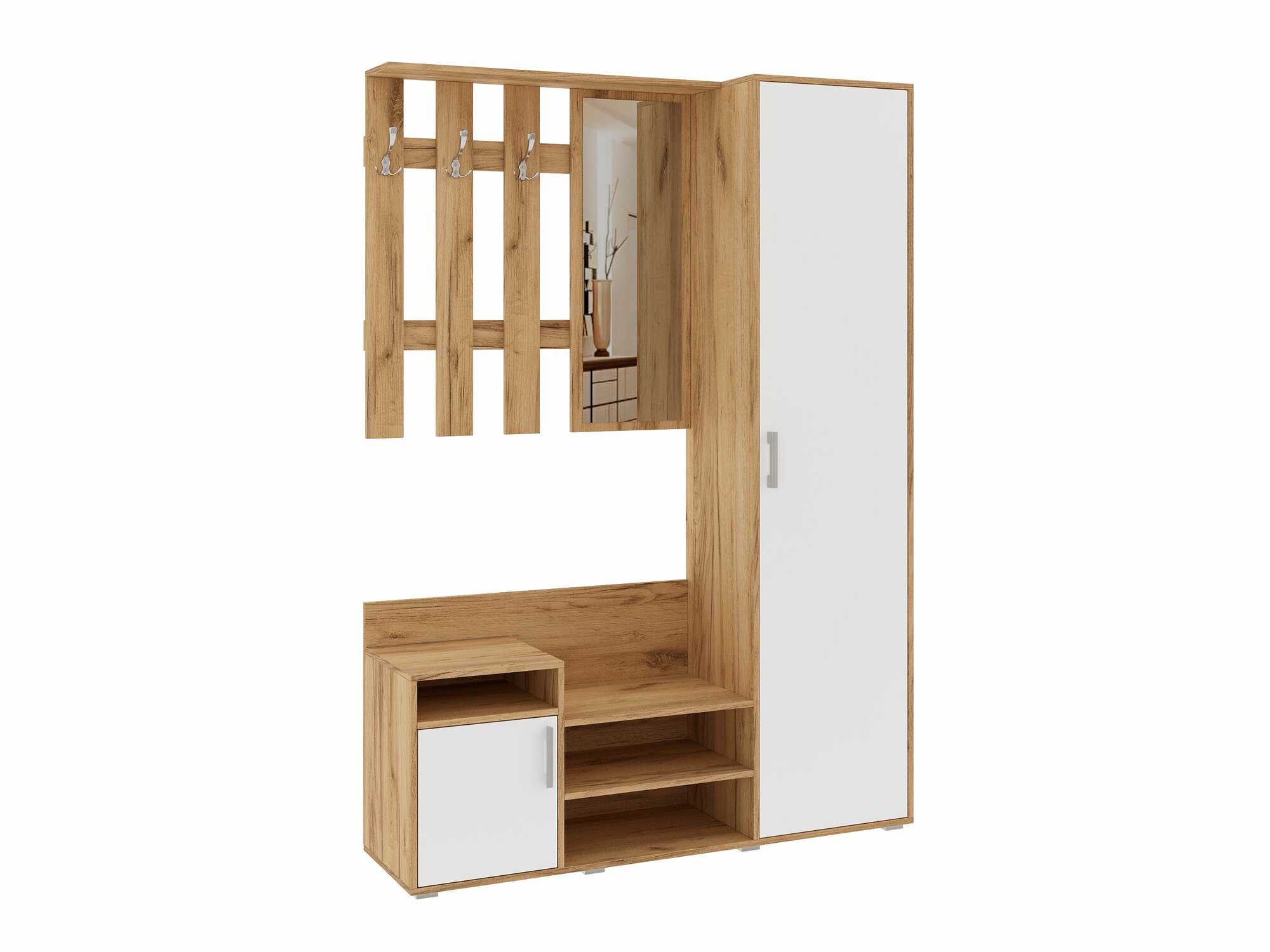 Прихожая Визит (Белый глянец холодный/Дуб крафт) (Миф)