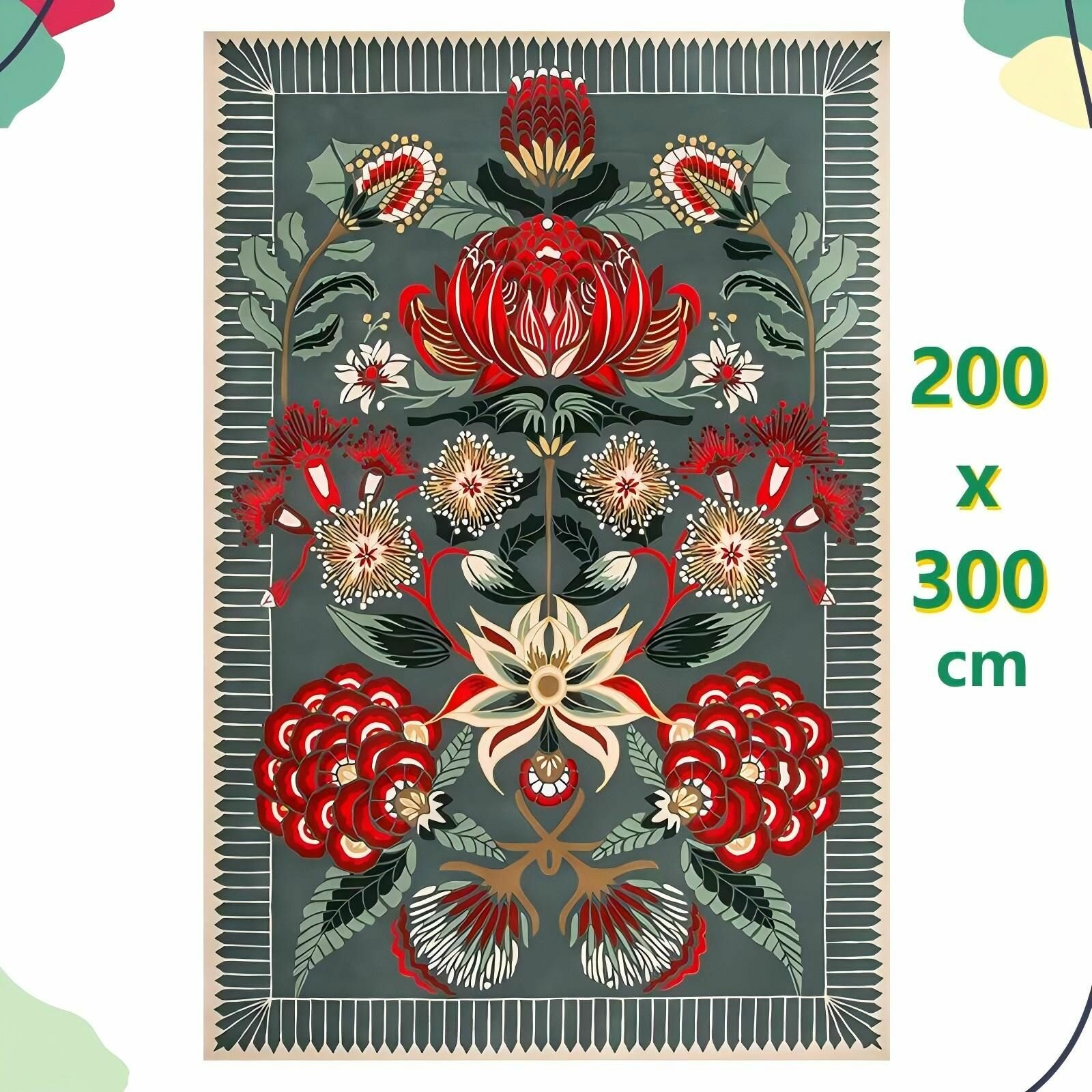 Ботанический ковер из хрустального бархата с цветочным принтом