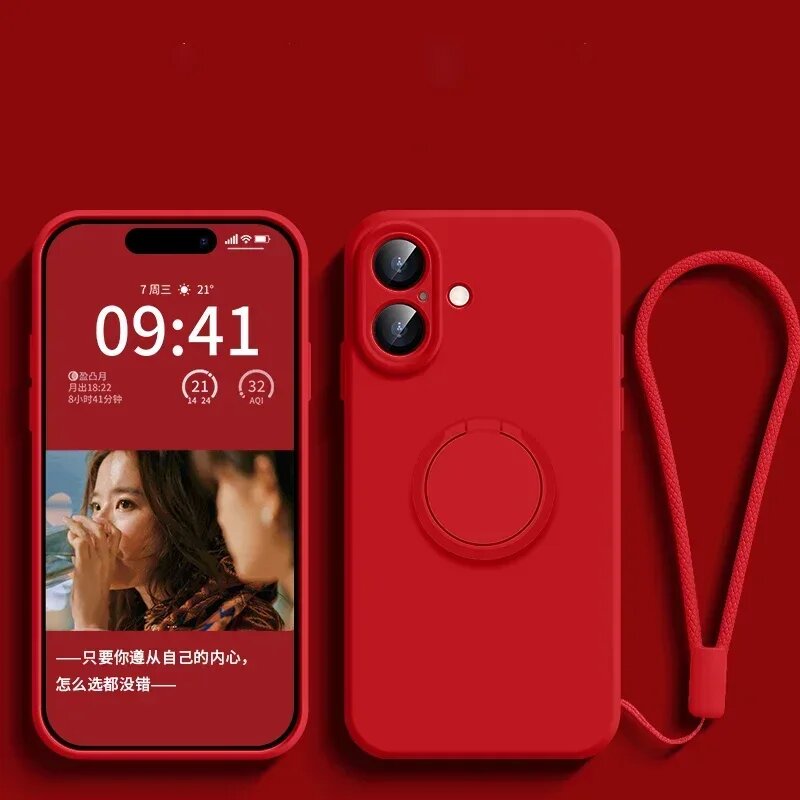 Чехол-подставка с кольцом-держателем для IPhone 16 15 14 Plus 13 12 Mini 11 Pro Red, For iPhone 11