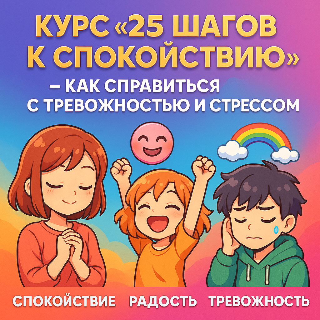 Курс "25 шагов к спокойствию" — Как справиться с тревожностью и стрессом эффективно, шаг за шагом, спокойствие уже тут!