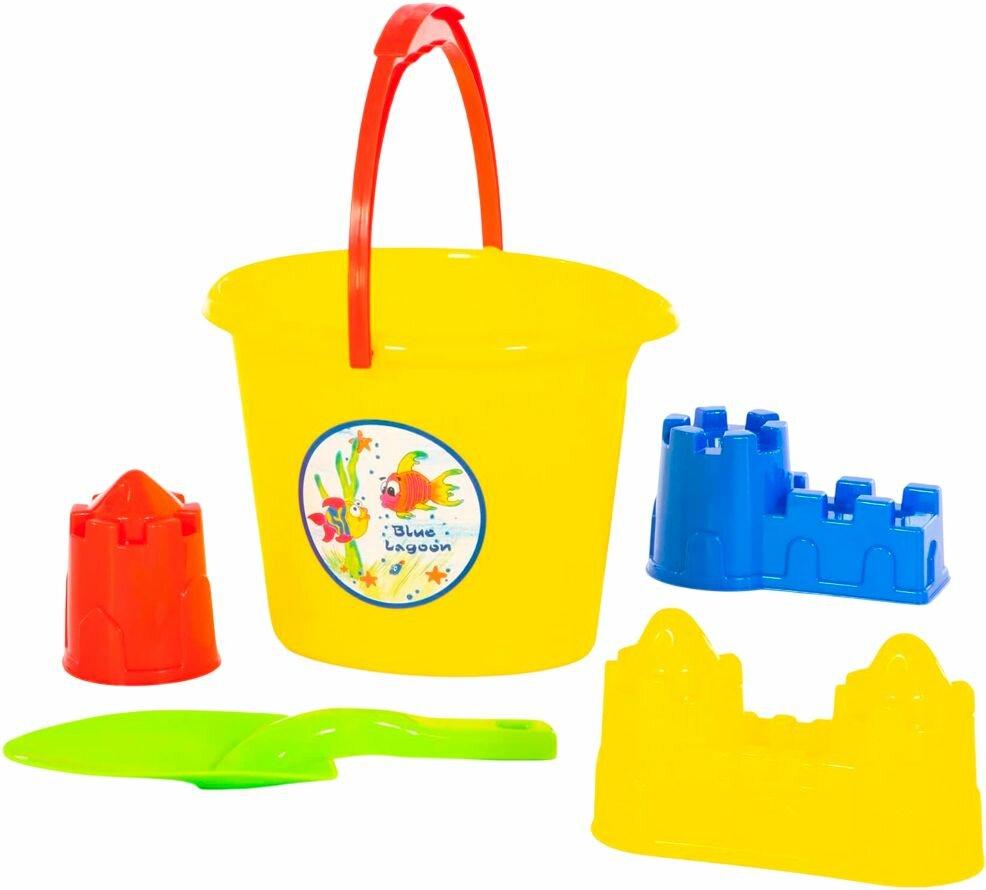 Песочный набор №429, в комплекте ведро, совок и 3 формочки, детские пластиковые игрушки для песочницы
