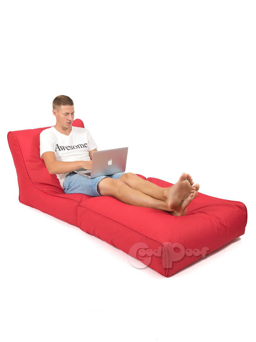 Бескаркасное кресло шезлонг трансформер GoodPoof, красный