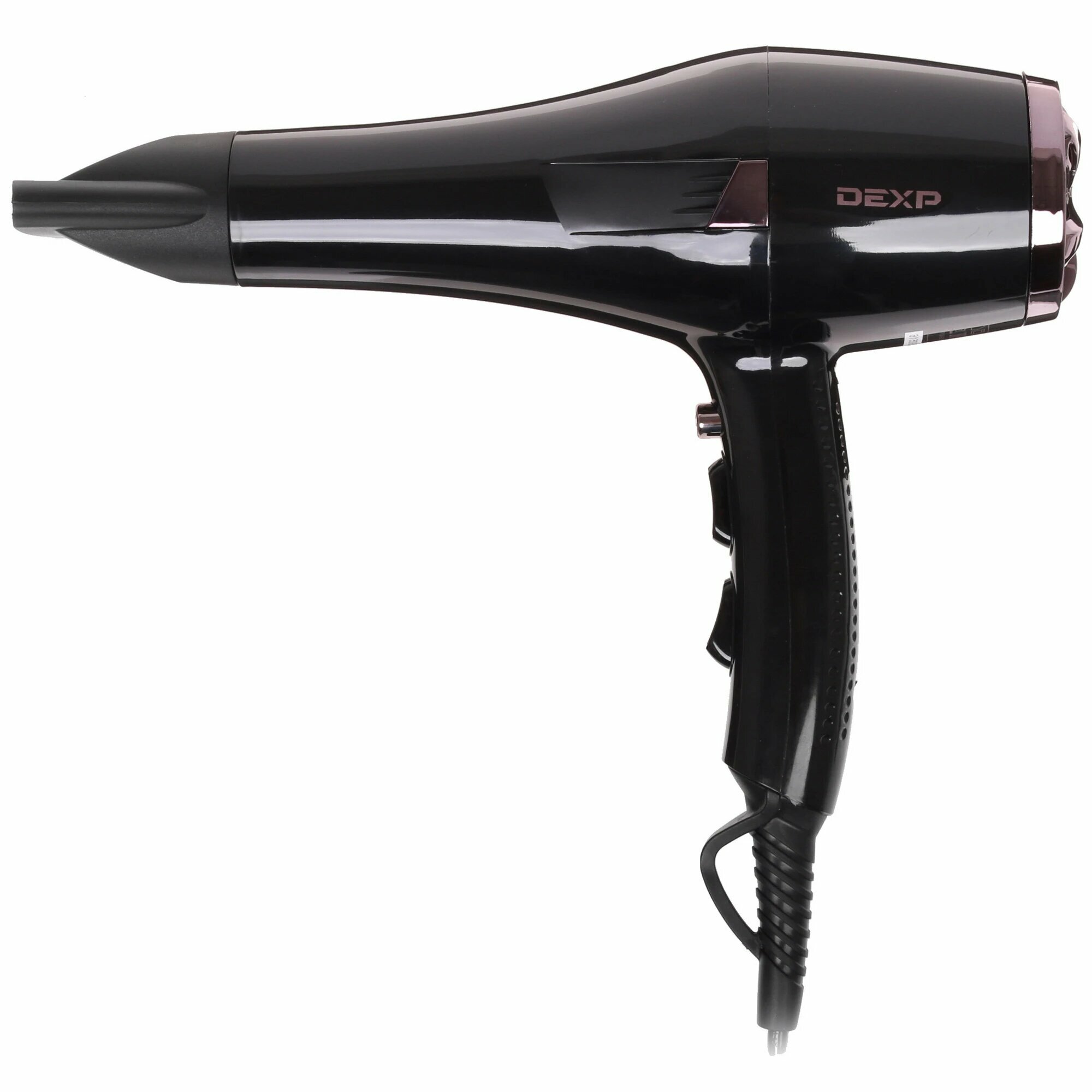 Фен DEXP HD-2000S черный/коричневый, полноразмерный, 2000 Вт, подача холодного воздуха, шнур - 1.8 м