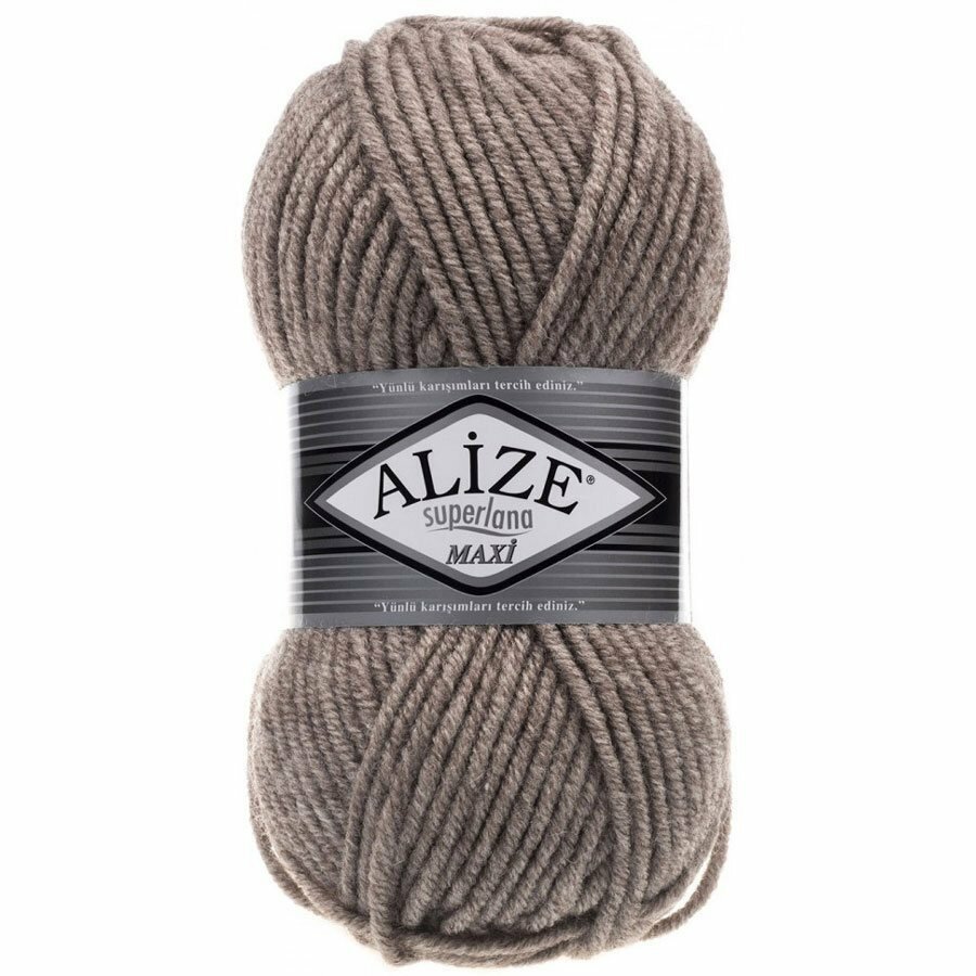 Пряжа Alize SUPERLANA MAXI 207 св. коричневый меланж (5 мотков)