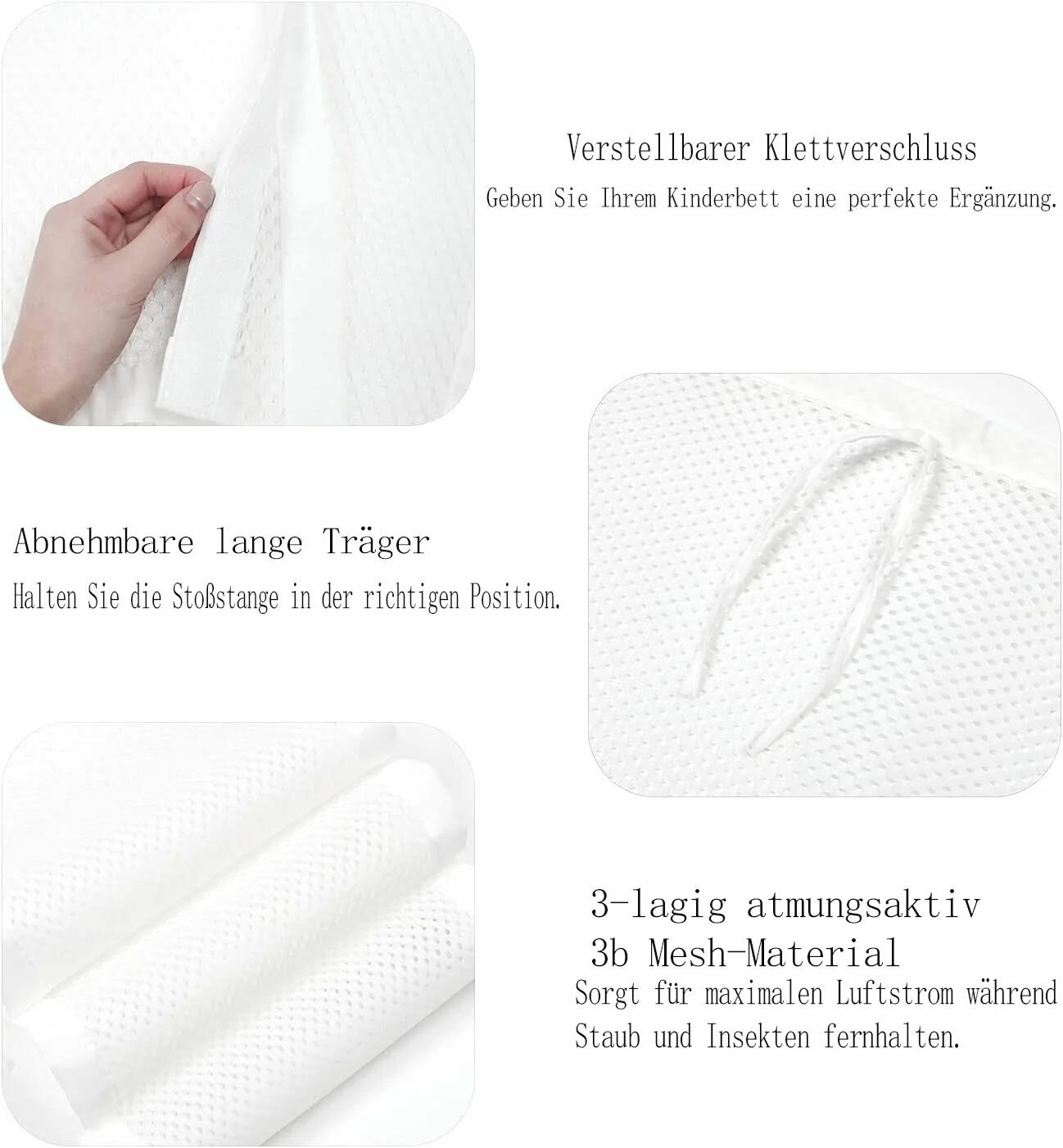 Новый стиль 2025 годаБампер для детской кроватки, Бампер для детской кроватки, Подкладка из 3D-сетки, препятствующая воздушному потоку,