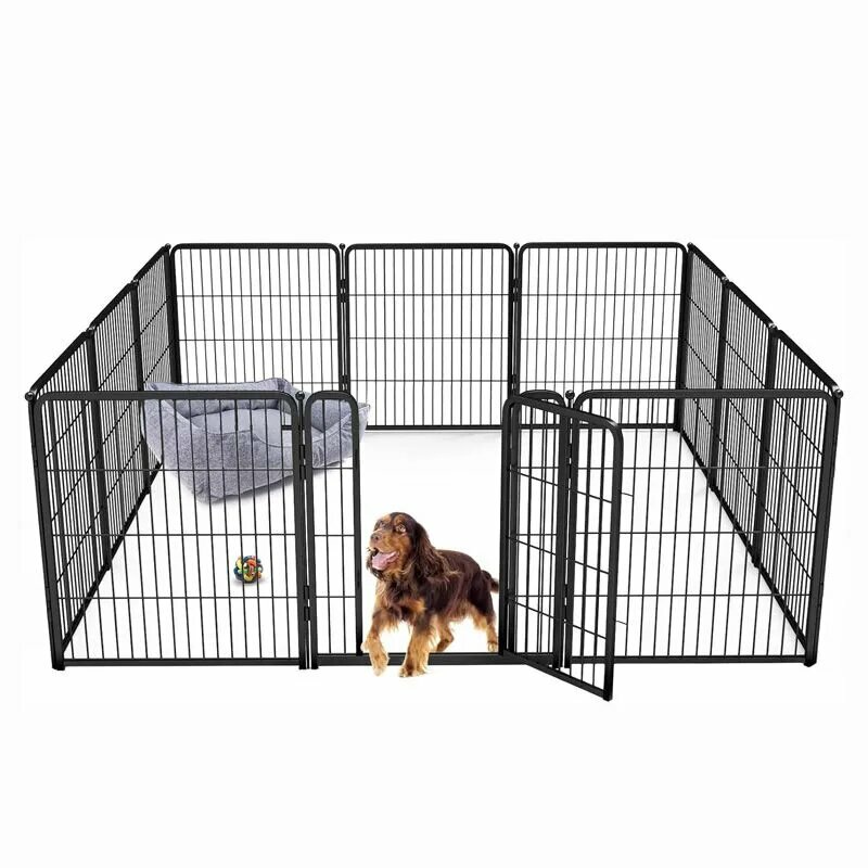 Усиленный вольер, металлический, складной, для собак, 6 секций, чёрный