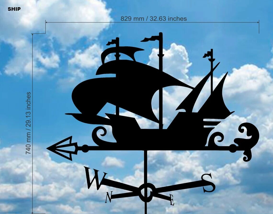 Флюгер на крышу металлический Парусник (корабль)