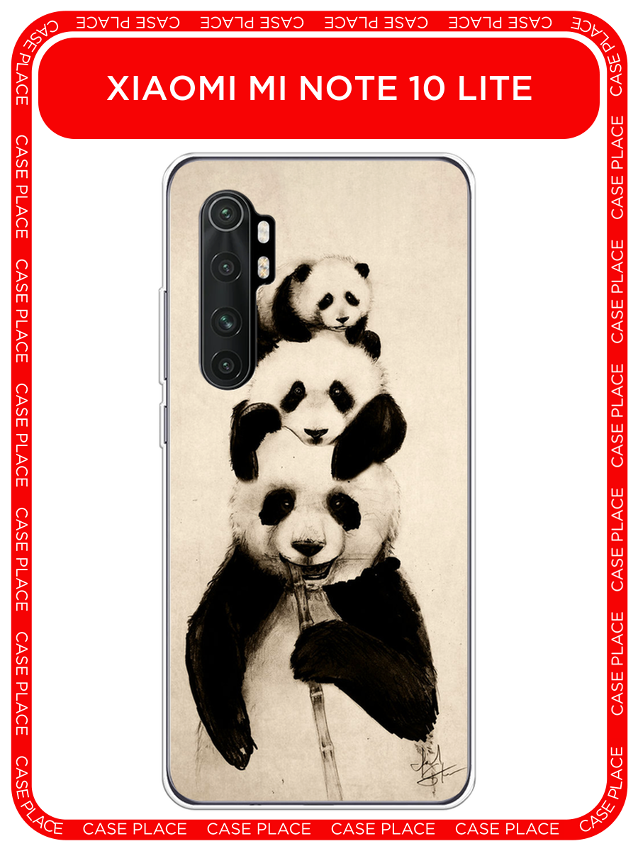 Чехол на Xiaomi Mi Note 10 lite / Сяоми Ми Нот 10 лайт с принтом Семейство панды