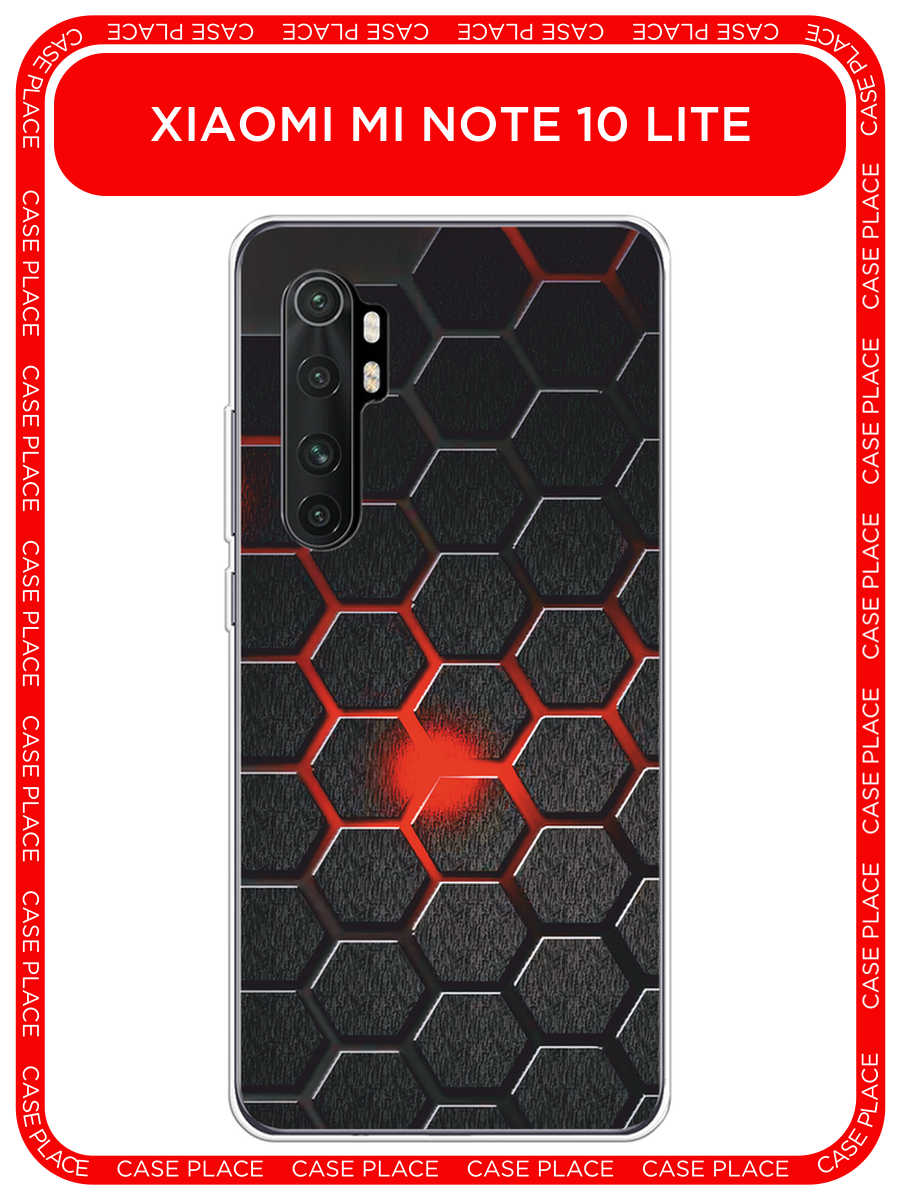 Чехол на Xiaomi Mi Note 10 lite / Сяоми Ми Нот 10 лайт с принтом Соты красные