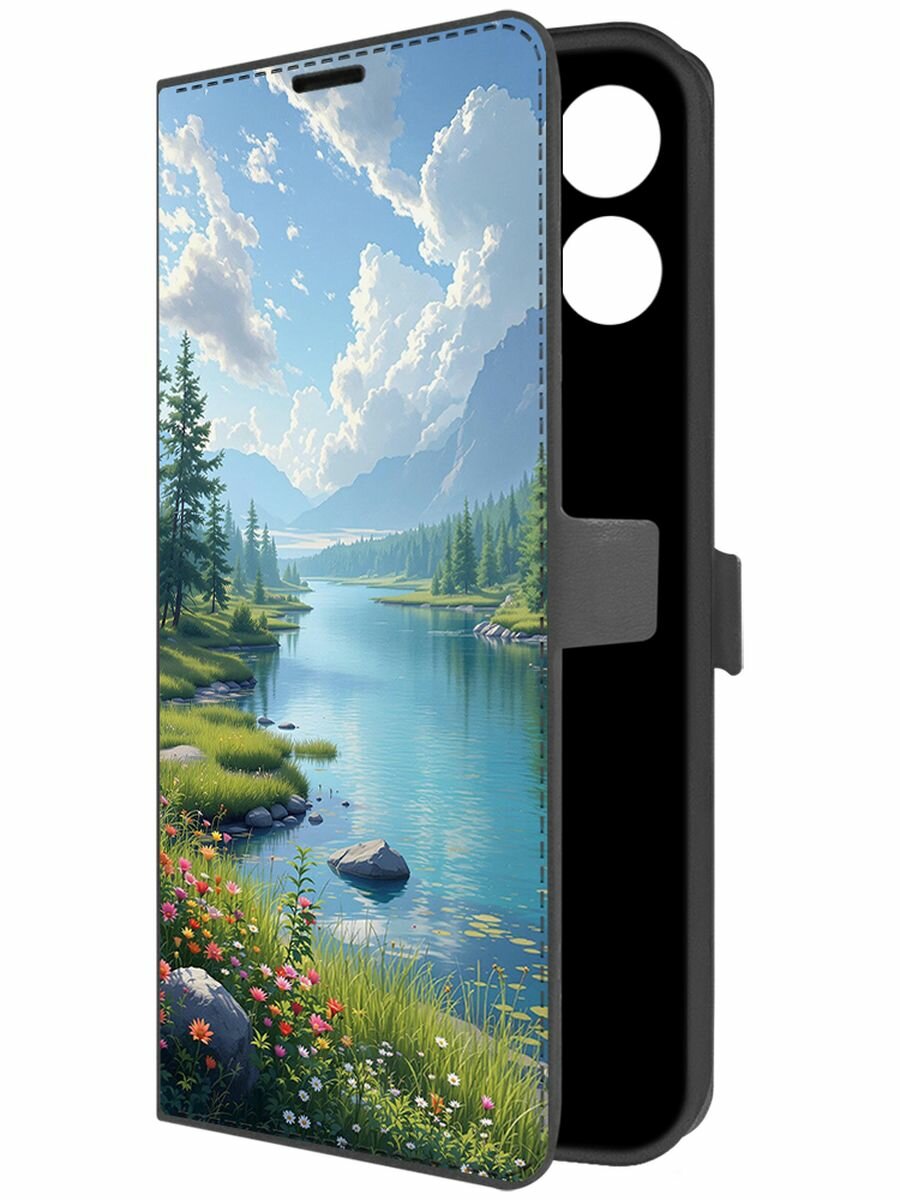 Чехол-книжка Krutoff Eco Book для Realme Note 50 Наши просторы (черный)