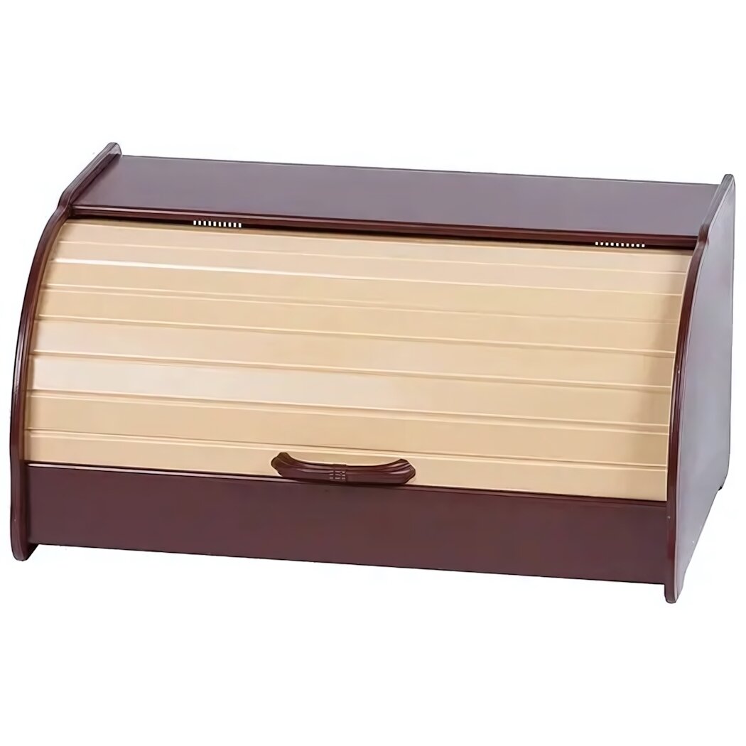 Хлебница пластиковая с крышкой, коричневая и светло-бежевый, для хранения хлеба