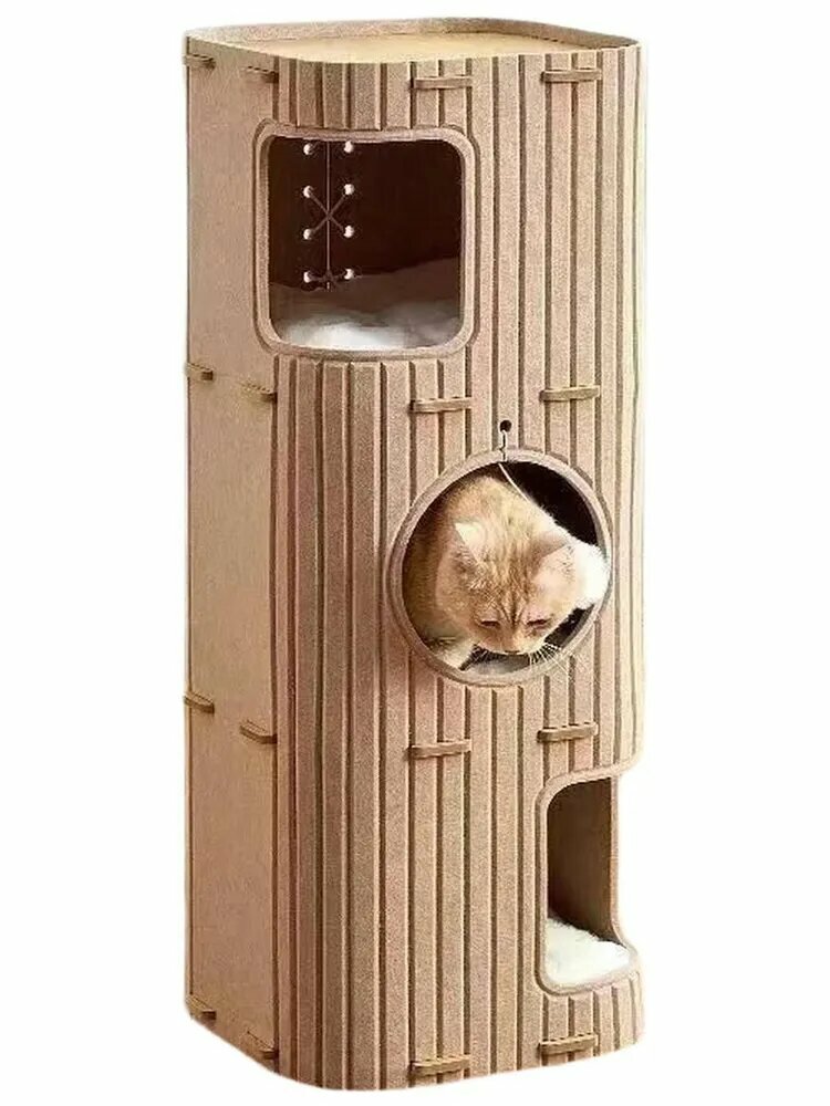 Домик для животных "Домик войлочный", 90x37 см, войлок, светло-коричнево-белый