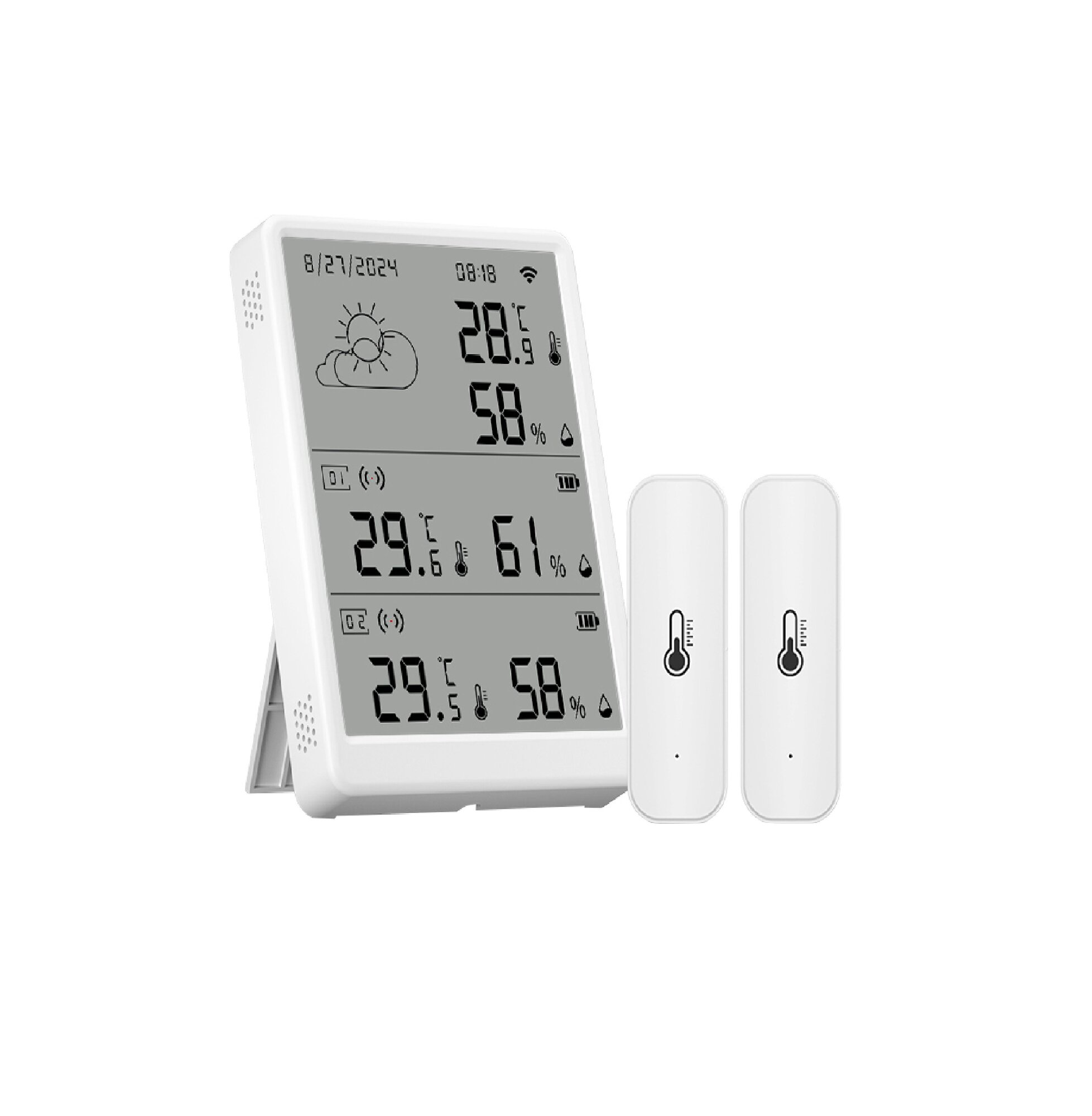 Метеостанция с 2 датчиками CARCAM Tuya WIFI Temperature Humidity Monitor With Extra Sensor TH16-R2